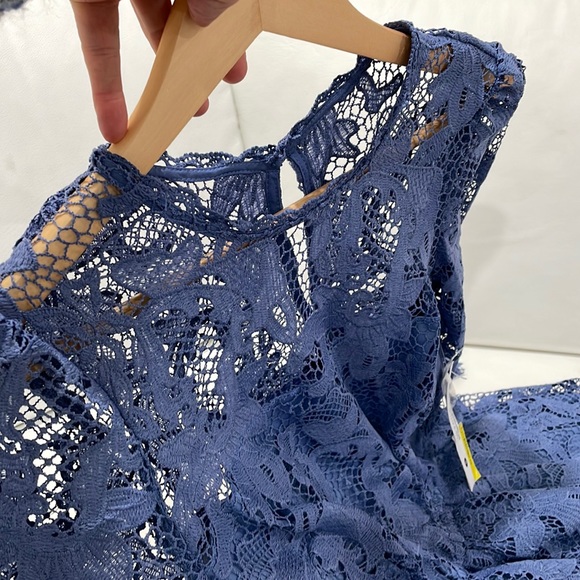 Aqua | Dresses | Nwt Xs Periwinkle Blue Slate Luxe Lace Ruffle Party ...